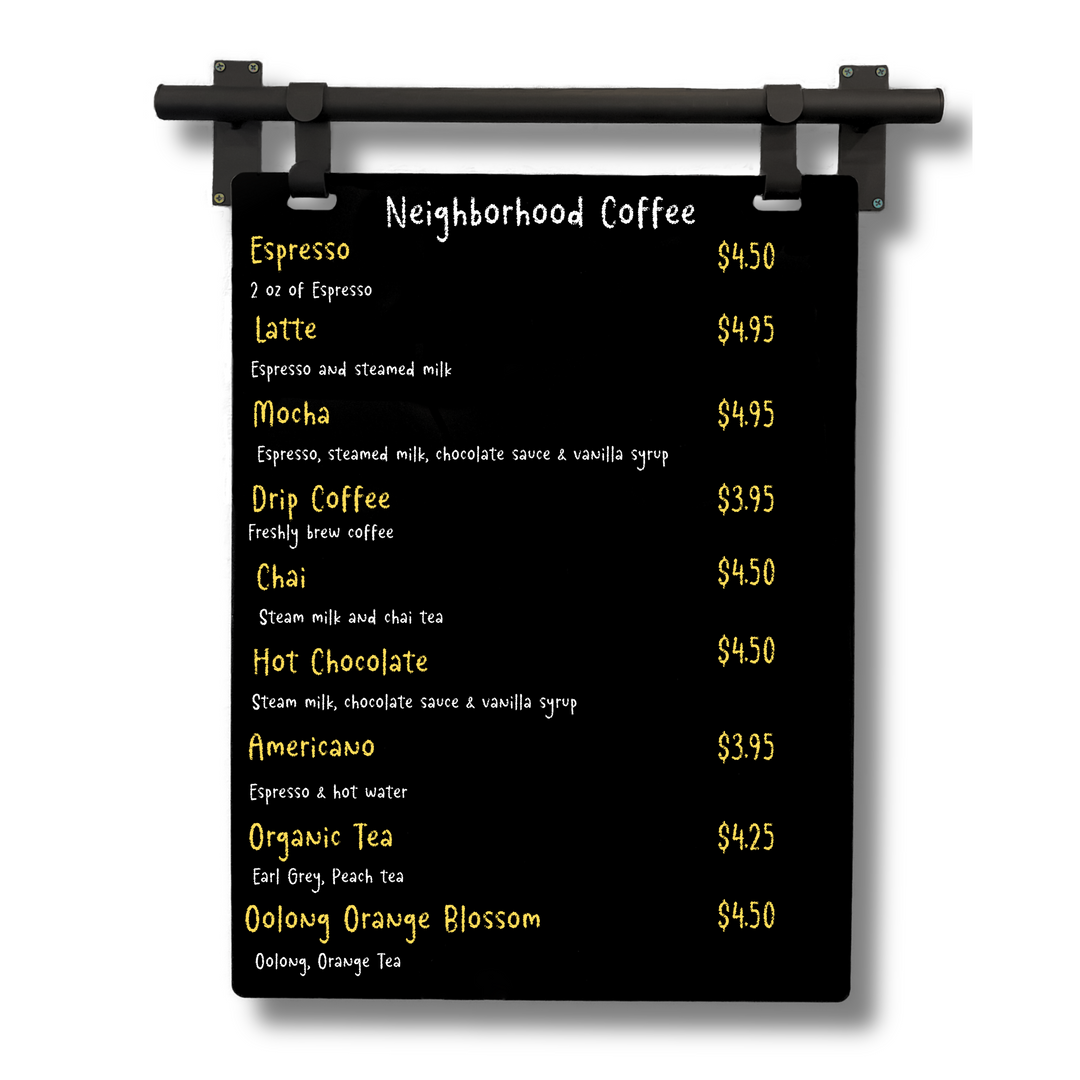 Custom Hanging Menu Sign – Contemporary Marks