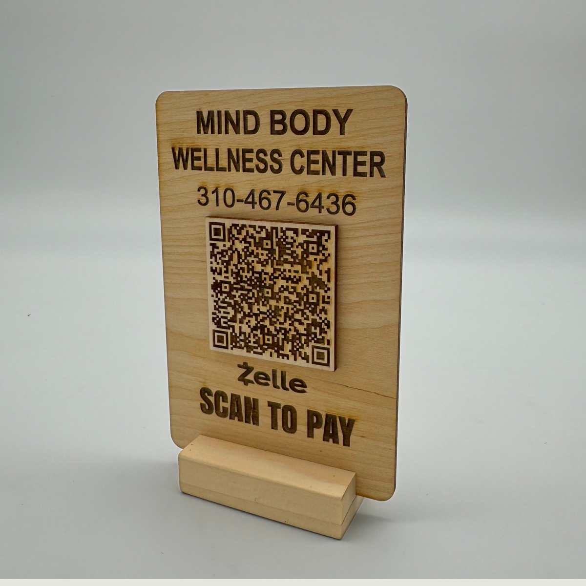 Custom Wooden Engraved Sign with QR Code - Payments Series ...