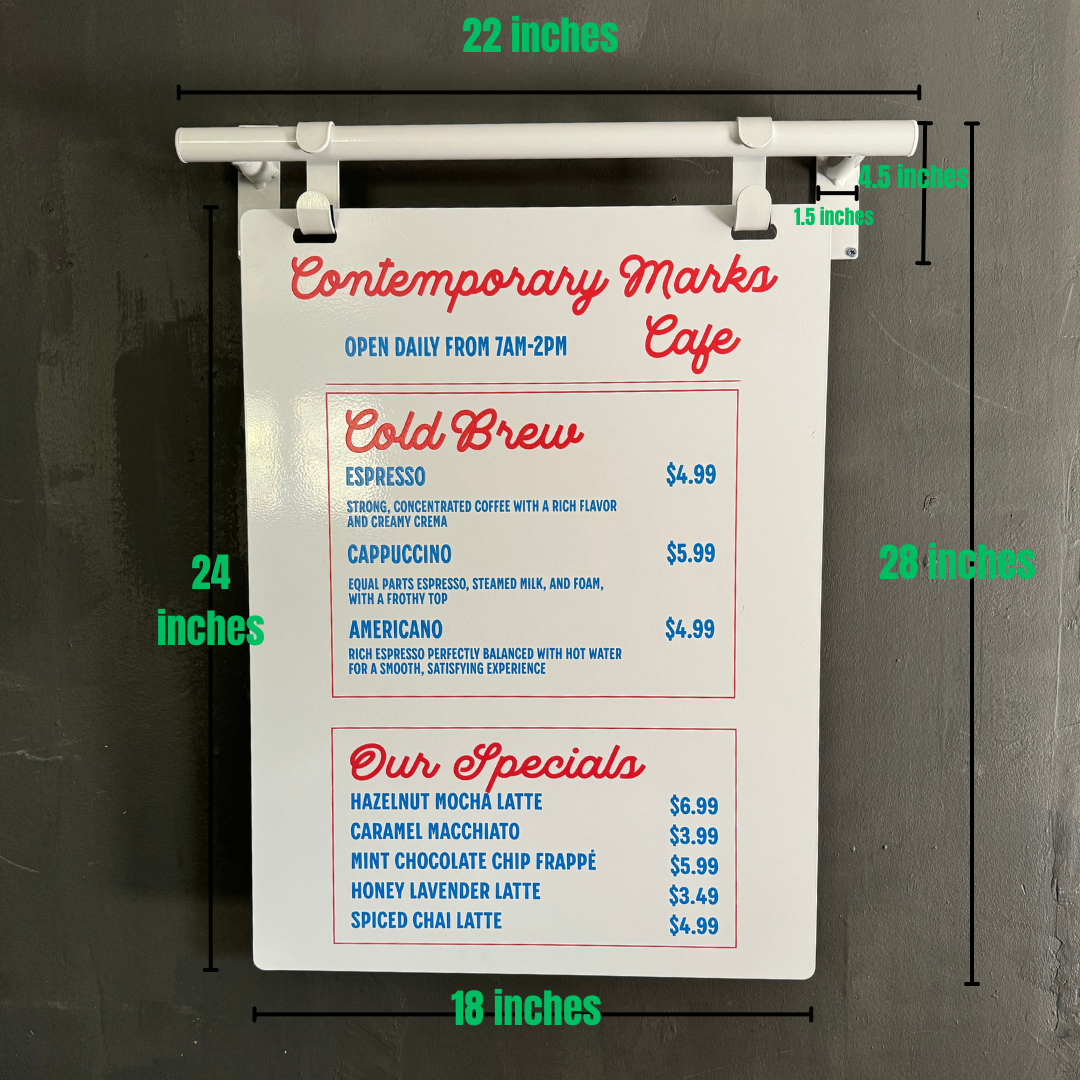 Custom Hanging Menu Sign – Contemporary Marks